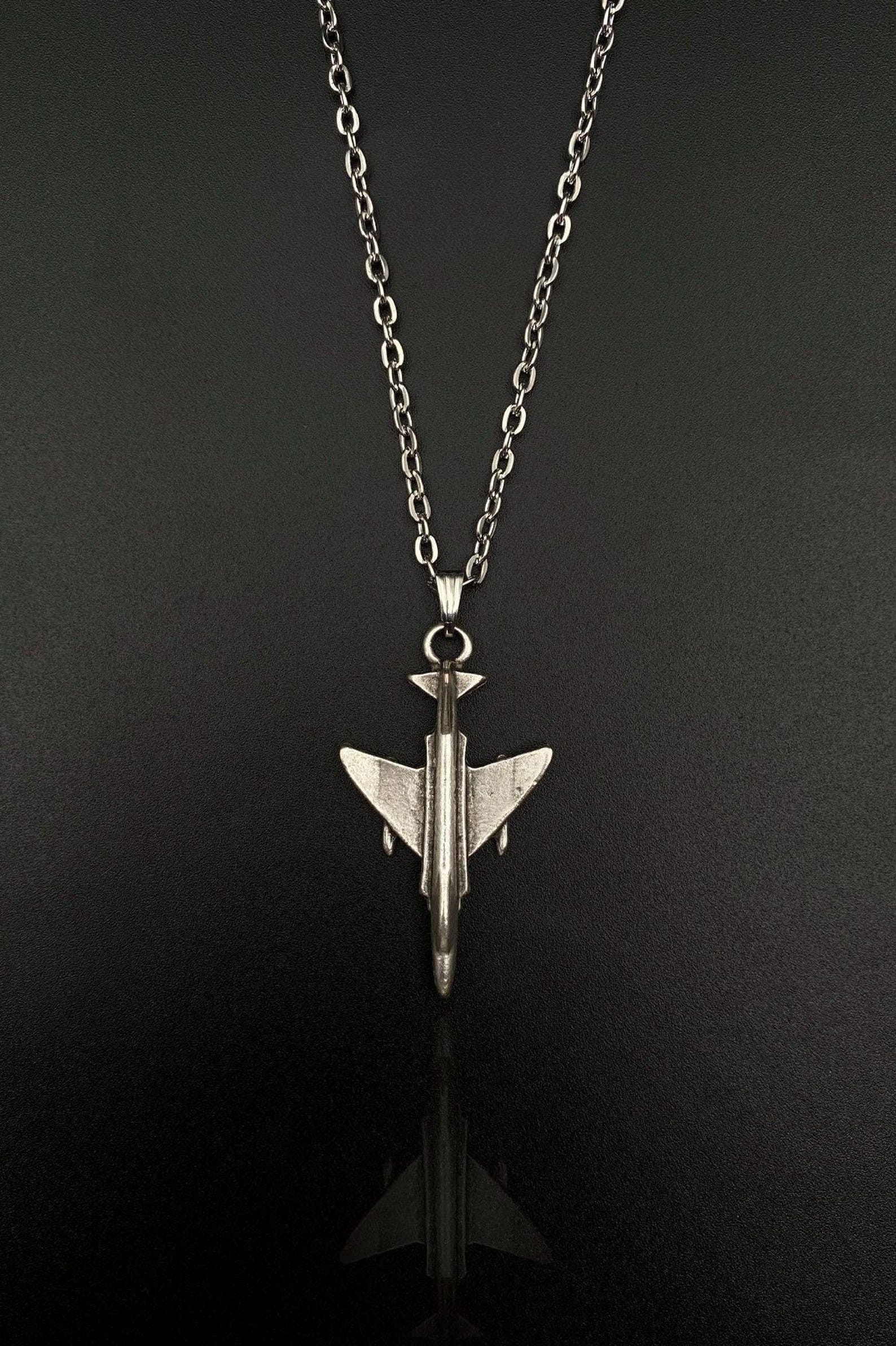 F4 Phantom Fighter Jet Necklace: Sterling Silver Plated Airplane ...