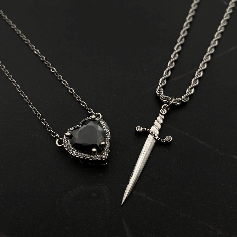 Goth Sword Heart Necklace - Etsy