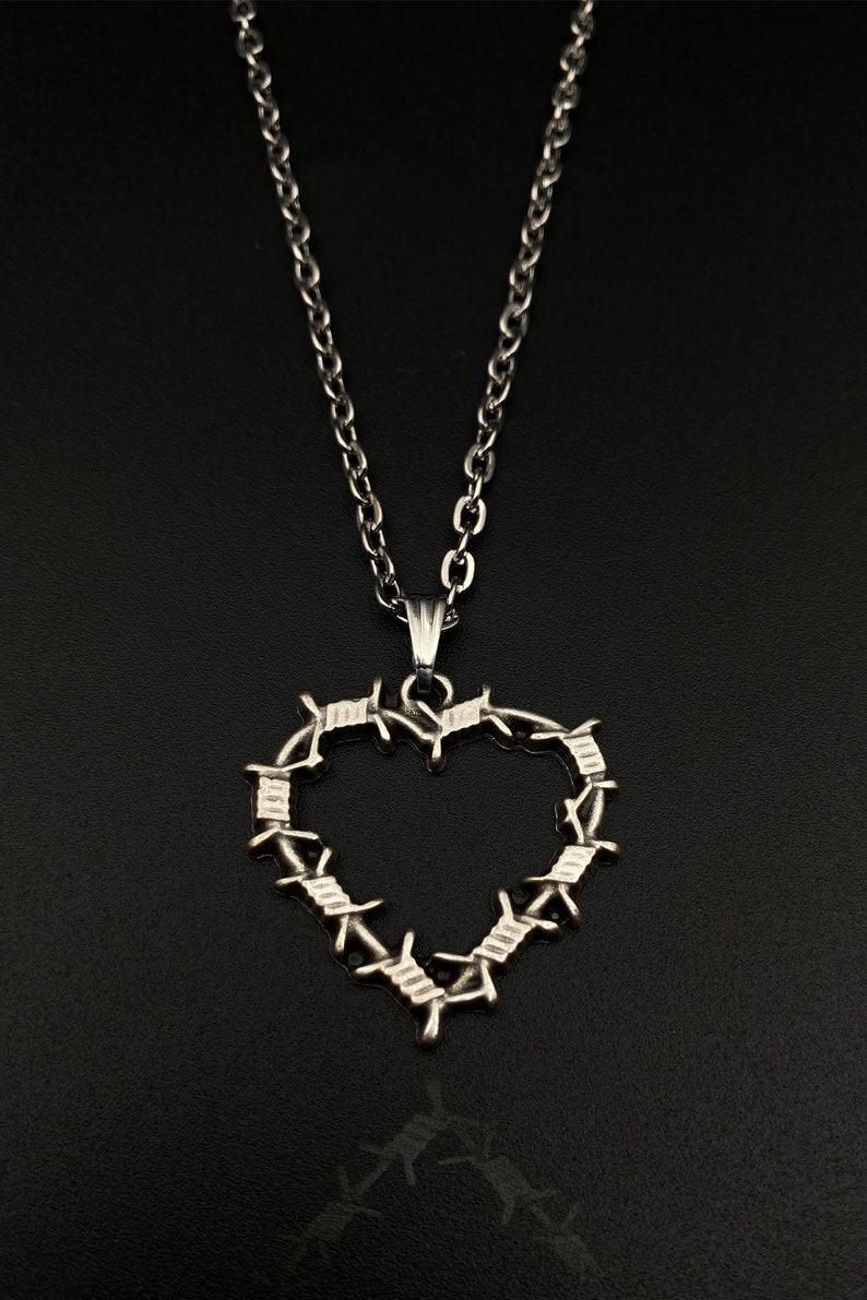 Spiky Heart Men Women Necklace Heart Necklace Heart Charm - Etsy