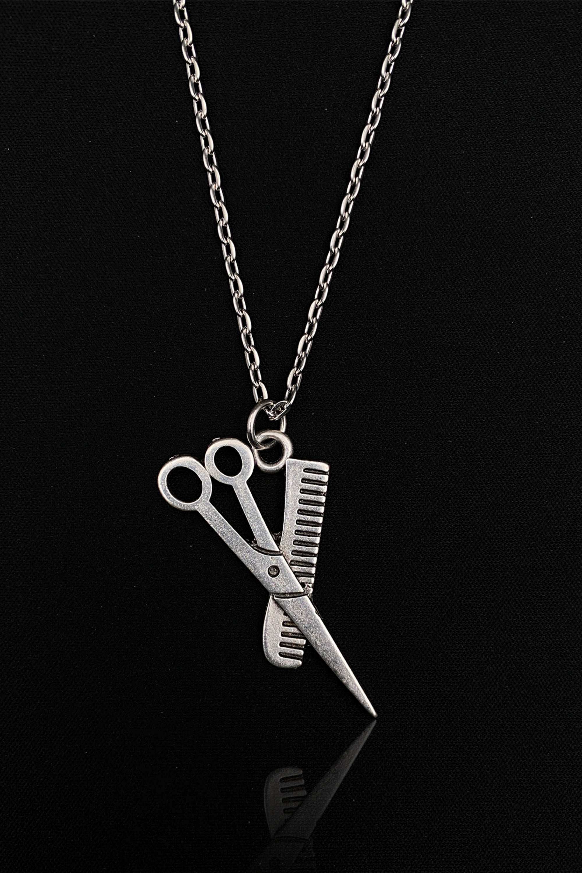 Barber Scissors Comb Men Women Antique Necklace - Etsy