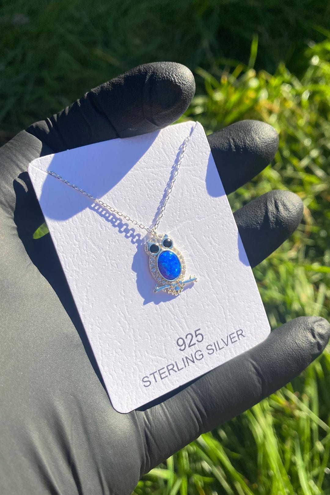 Silver Opal Owl Necklace, Gemstone Birds Pendant, Dainty Jewelry Gift ...