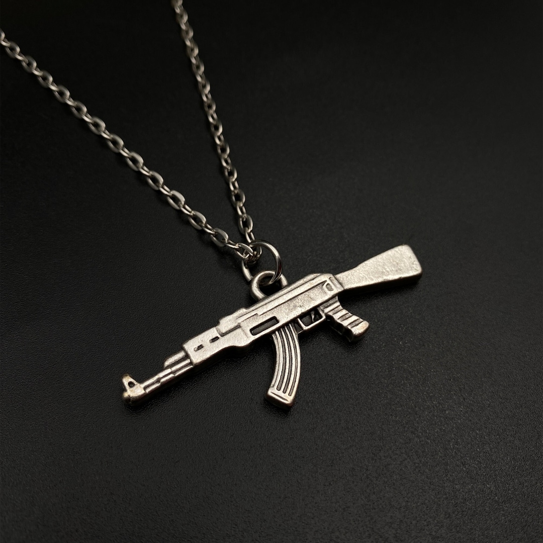 AK47 Kalashnikov Silver Gun Necklace AK47 Mens Pendant for - Etsy