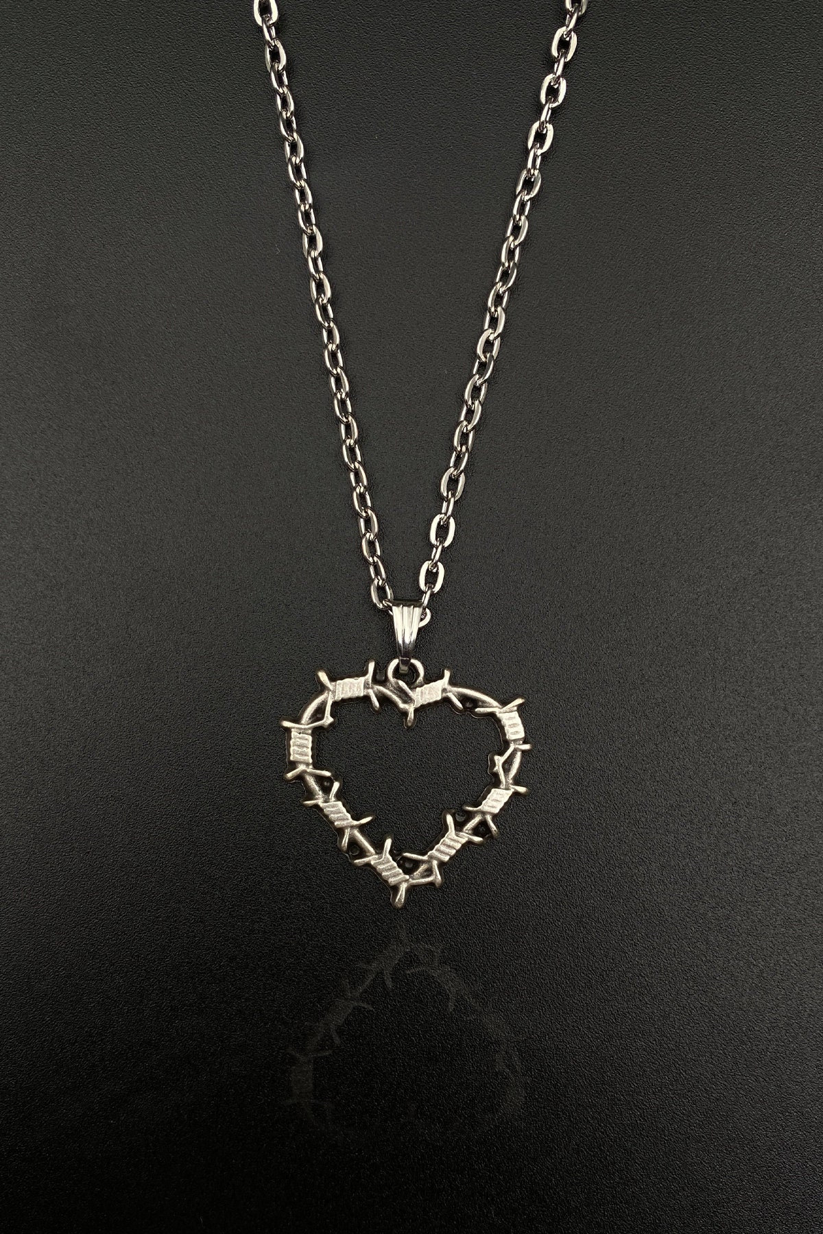 Spiky Heart Men Women Necklace Heart Necklace Heart Charm - Etsy