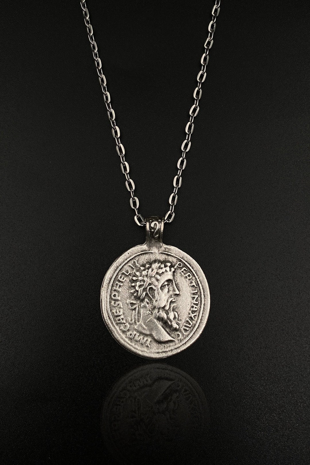 Marcus Aurelius Rome Coin Necklace: Vintage Silver Medallion - Etsy
