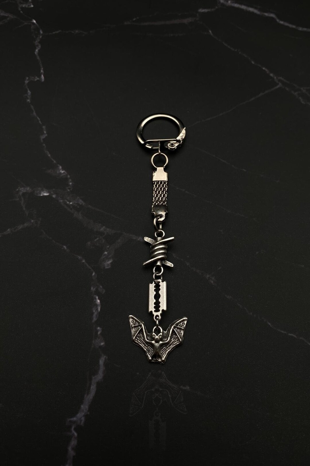 Bat Barbed Razor Gothic Keychain, Halloween Gift, Gothic Jewelry, Witch ...