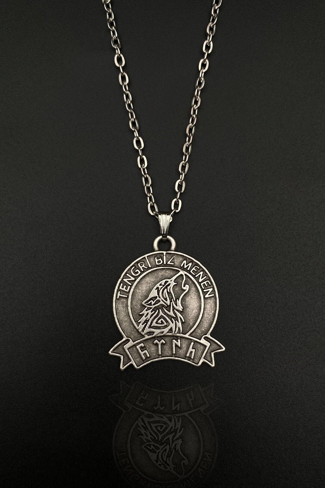 Gray Wolf Tengri Biz Menen Turkish Men Women Necklace, Turkish Necklace ...