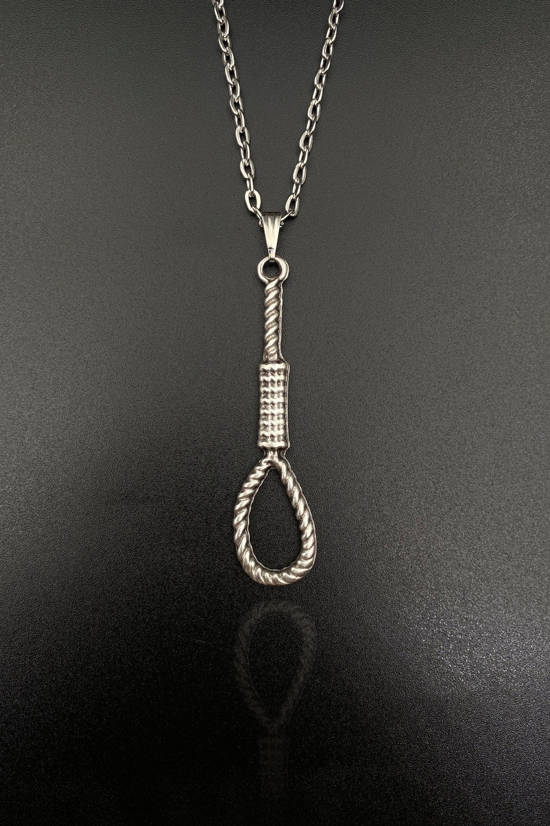 Silver Plated Hangman's Noose Necklace: Gothic Horror Rope Pendant - Etsy
