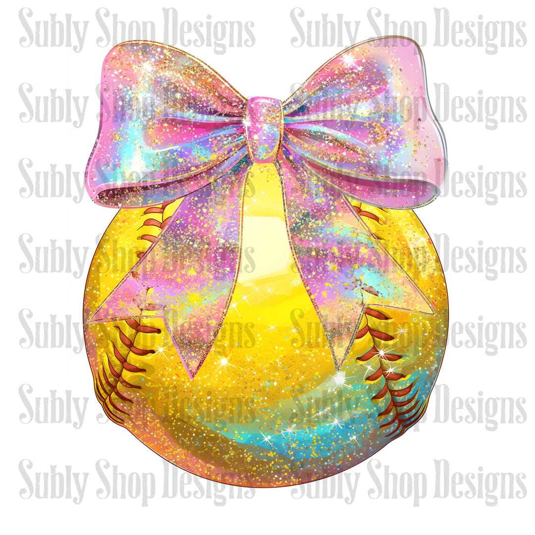 Softball Glitter Coquette Png, Softball Dtf Designs, Girly Softball ...