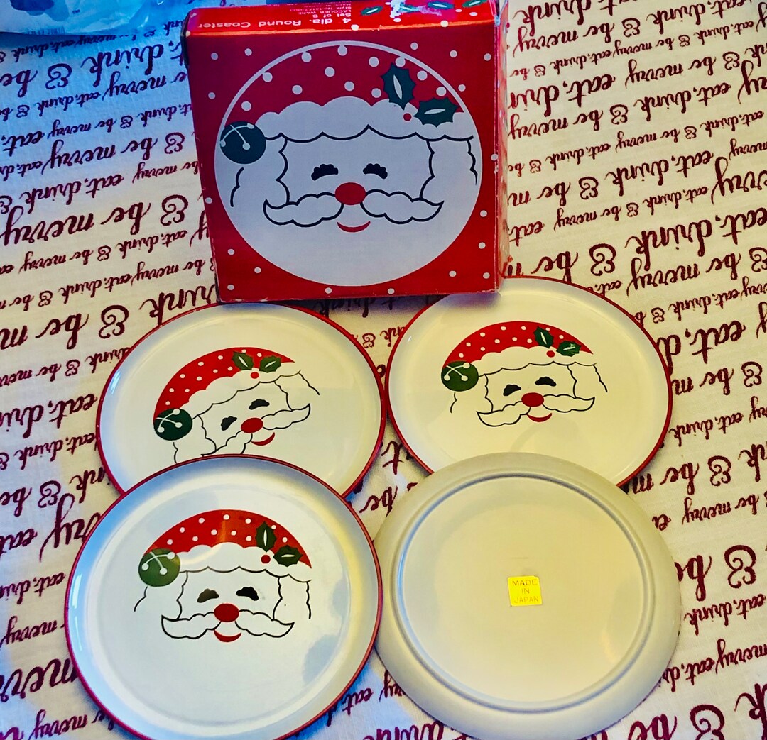 A Set of Four Plastic MCM Santa Round Coasters - Etsy