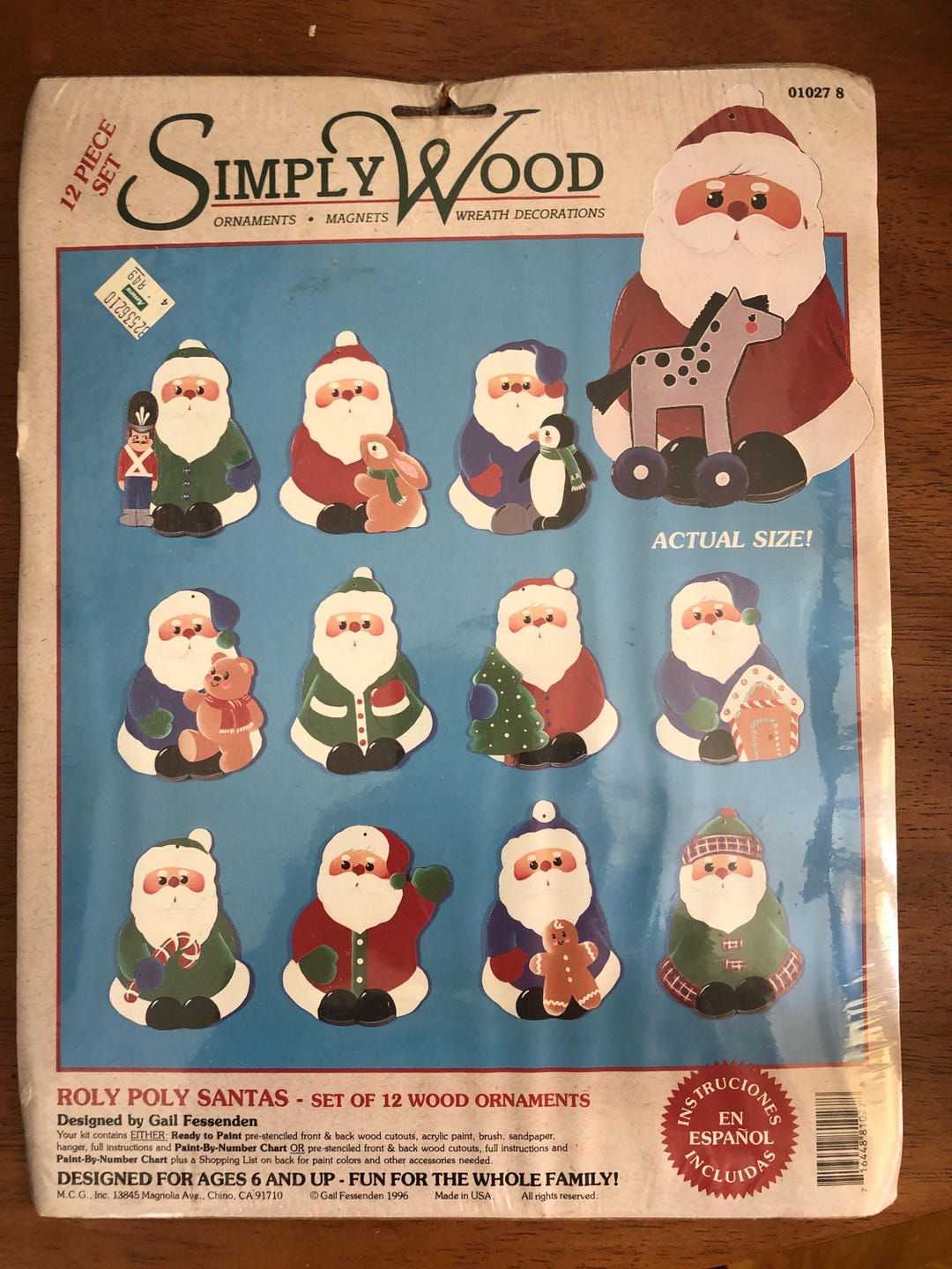 Vintage New Factory Sealed Roly Poly Santas - Set of 12 Wood Ornamnets ...