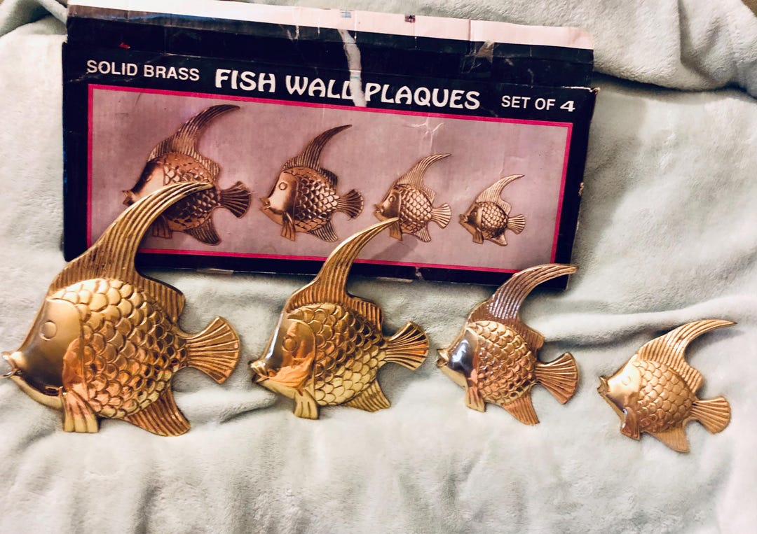 Solid Brass W Wall Plaques Set of Four With Original Box - Etsy