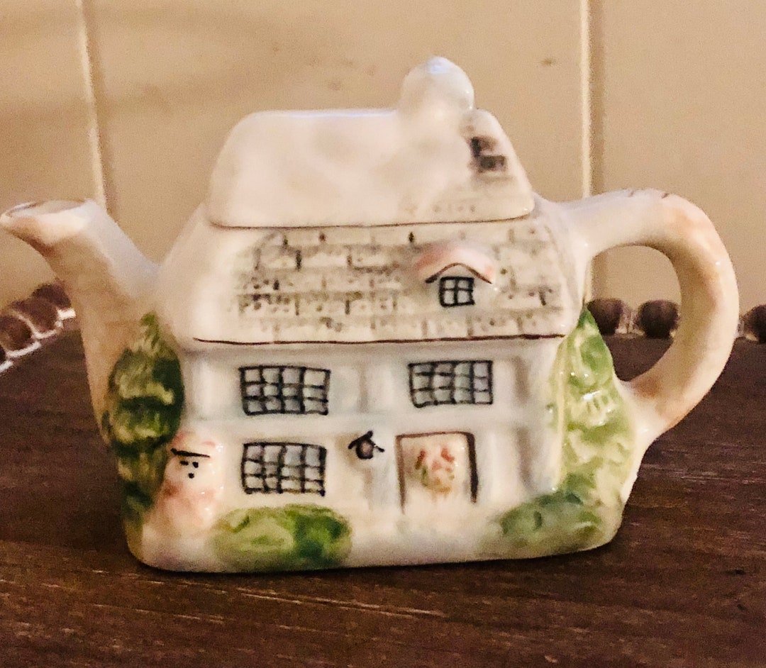 Miniature Ceramic Winter Cottage Teapot /creamer - Etsy