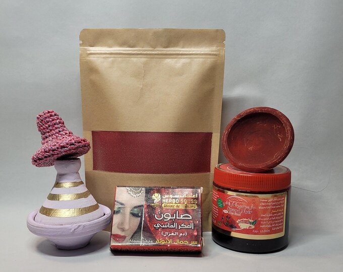 Authentic Moroccan Beauty Kit With Aker Fassi, 300g Aker Fassi Powder ...