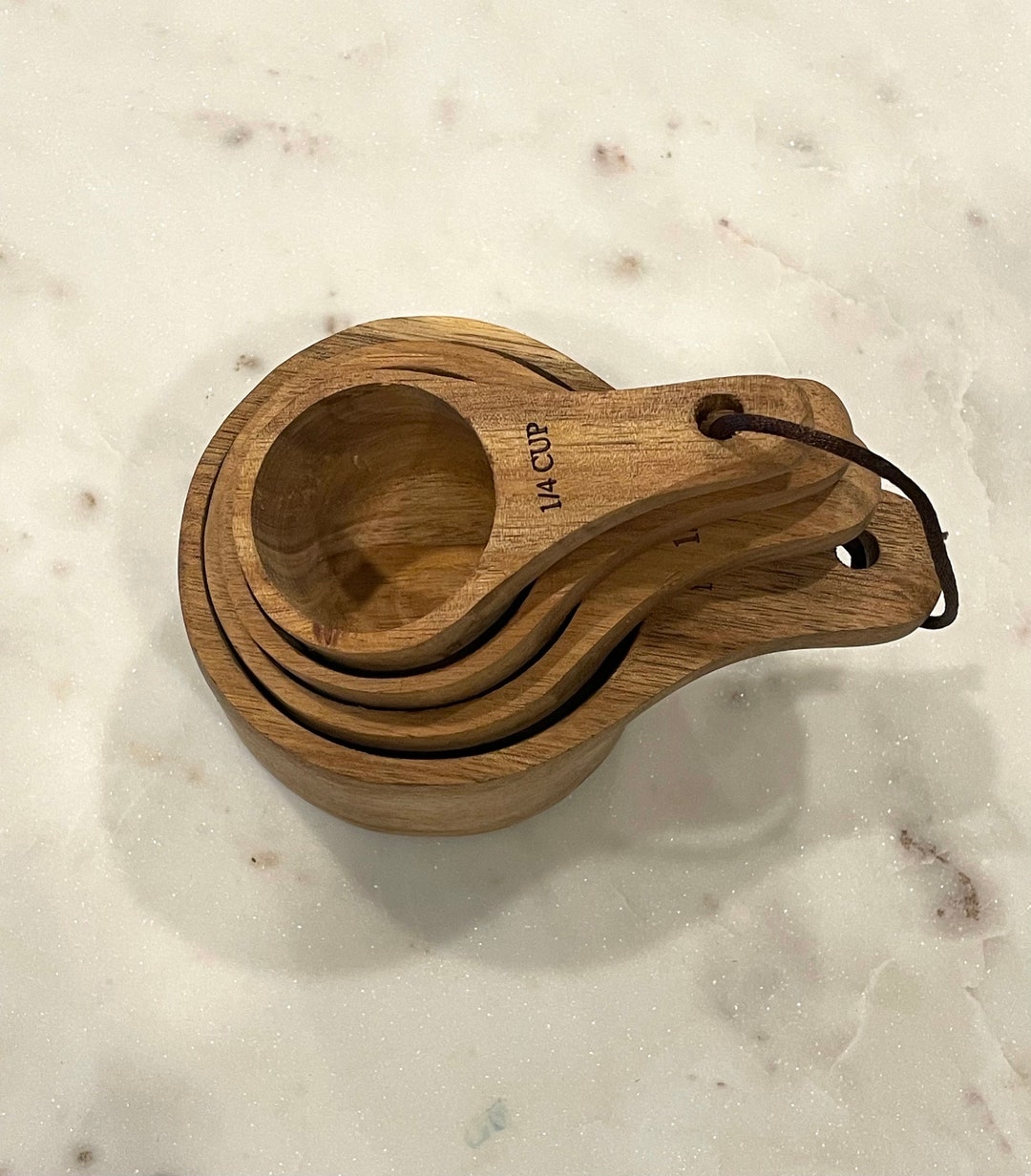 Wood Measuring Cups Set of 4,handcrafted With Wood Polish Finish ...