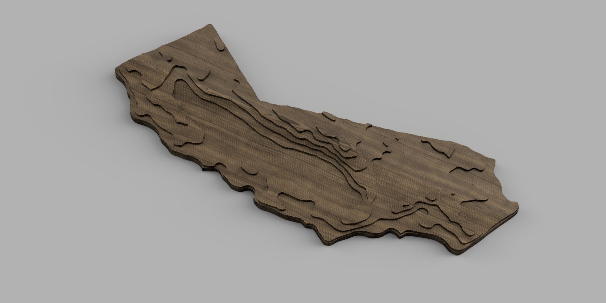 California Contour Relief 3D Model - Etsy