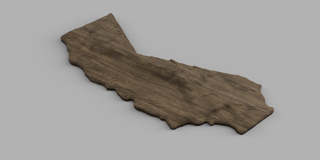 California Contour Relief 3D Model - Etsy
