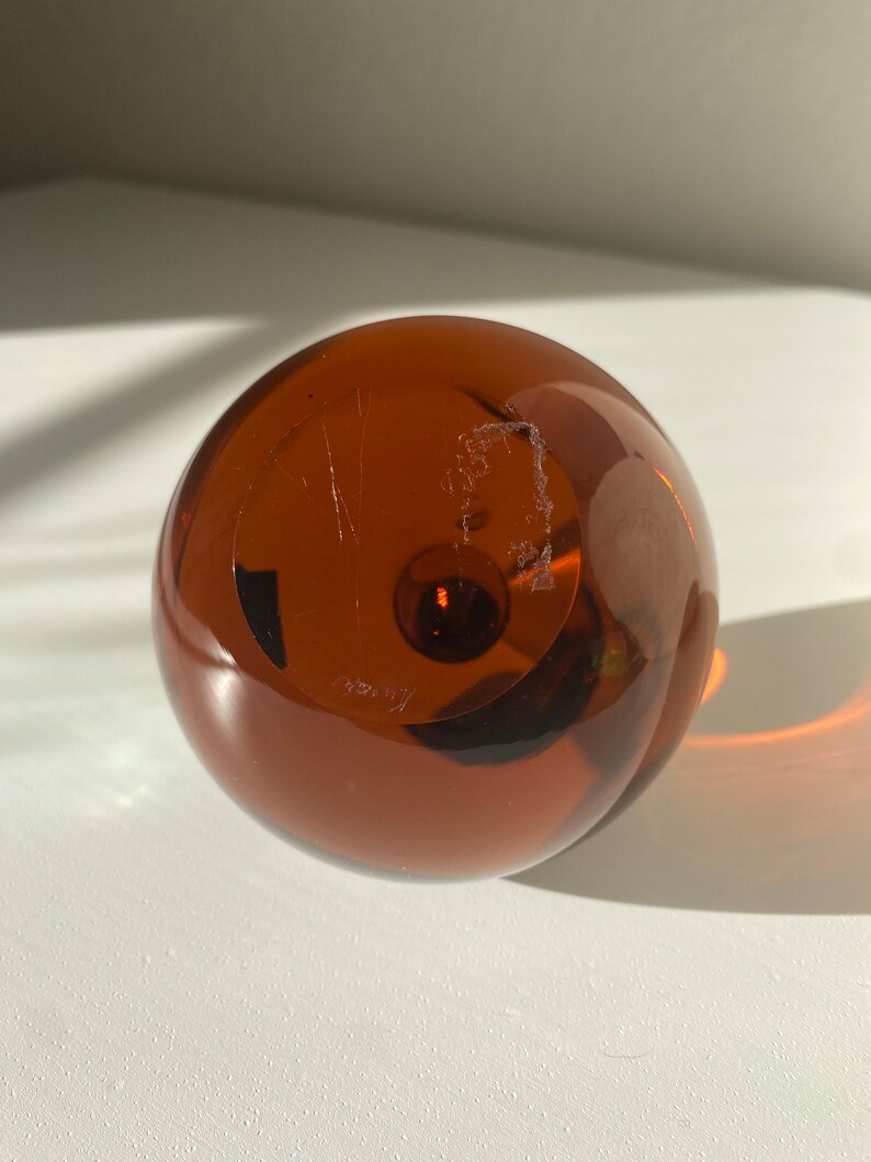 Vintage Kusak Glass Amber Apple Handmade Bohemian Art Cut Crystal With ...