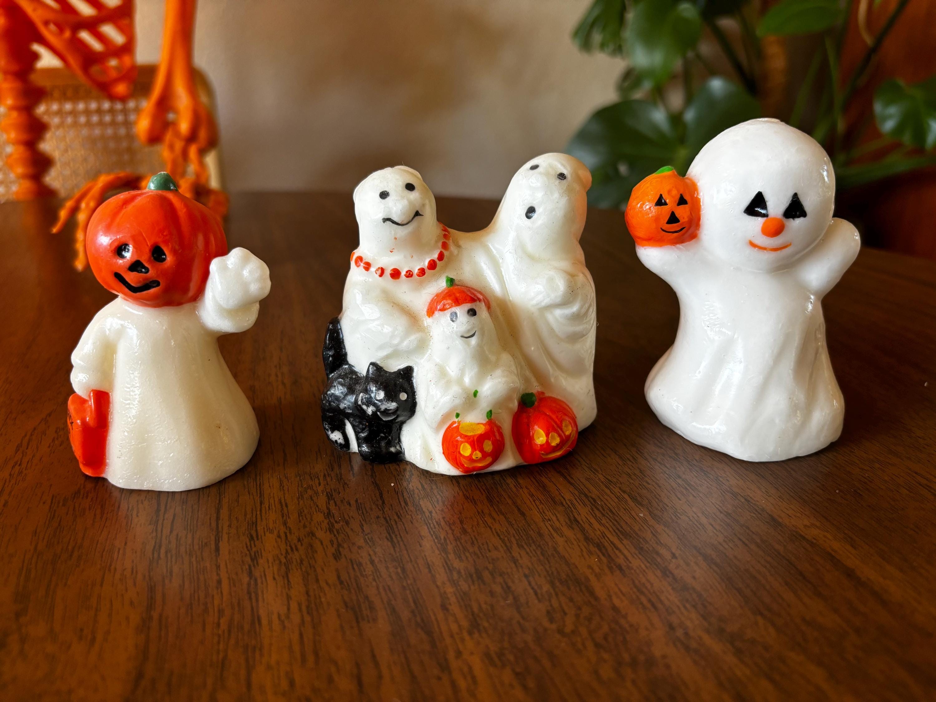 Vintage Halloween Ghost Candles Comes With Set of 3 - Etsy