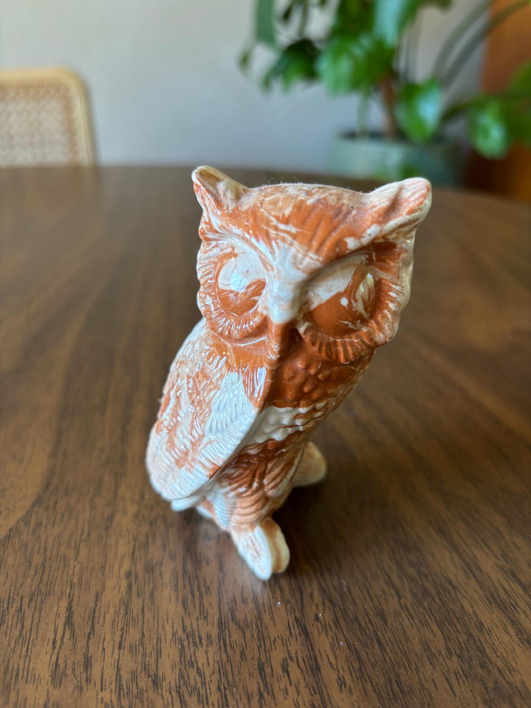 Vintage Alaska Clay Marble Glazed Owl Figurine Art Pottery With Made in ...