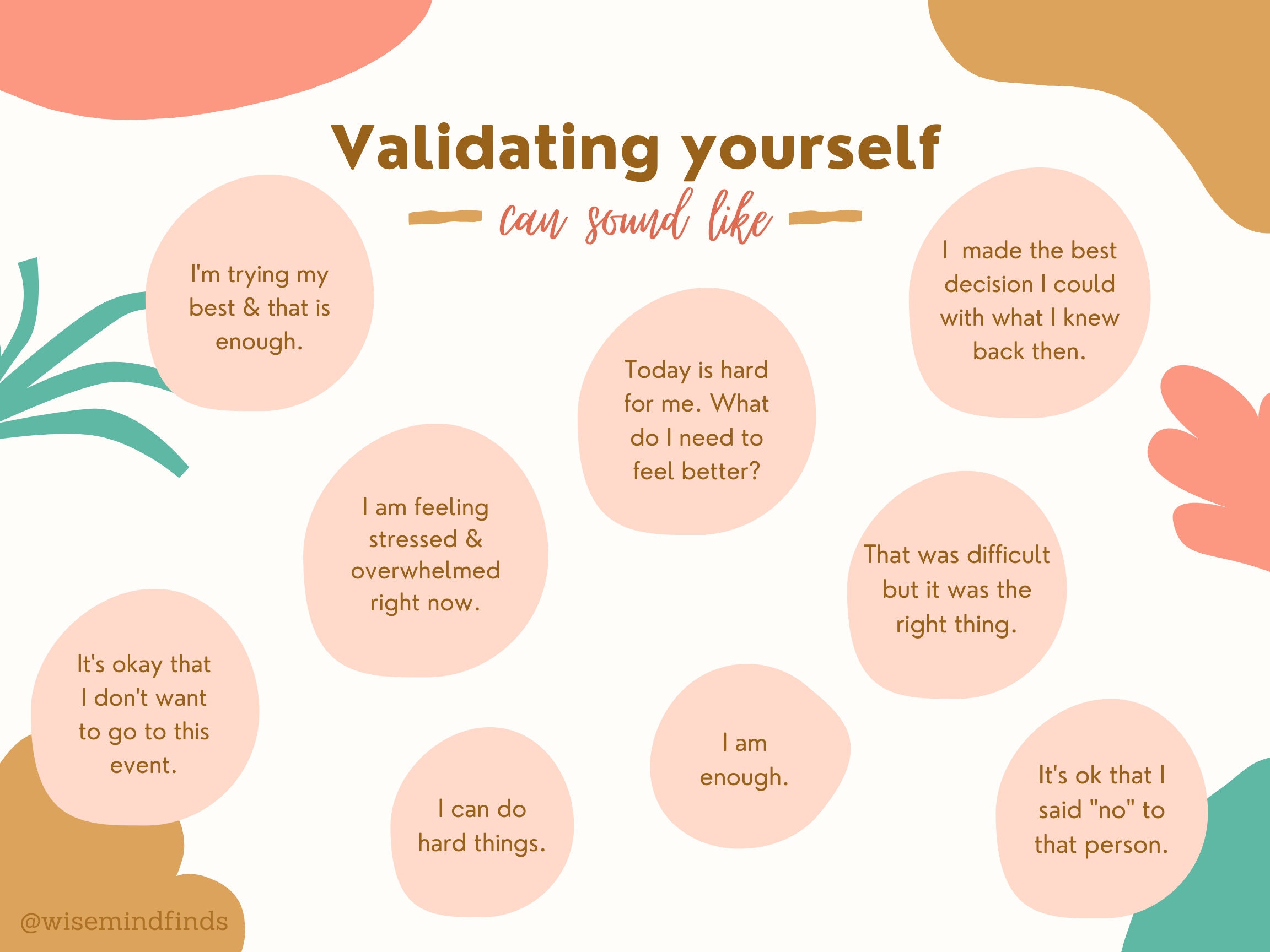 Dialectical Behavior Therapy DBT Self-validation Statements - Etsy