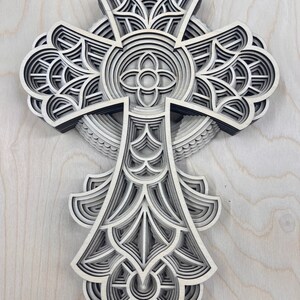 7 Layered Cross With Optional Stained Glass Insert - Etsy