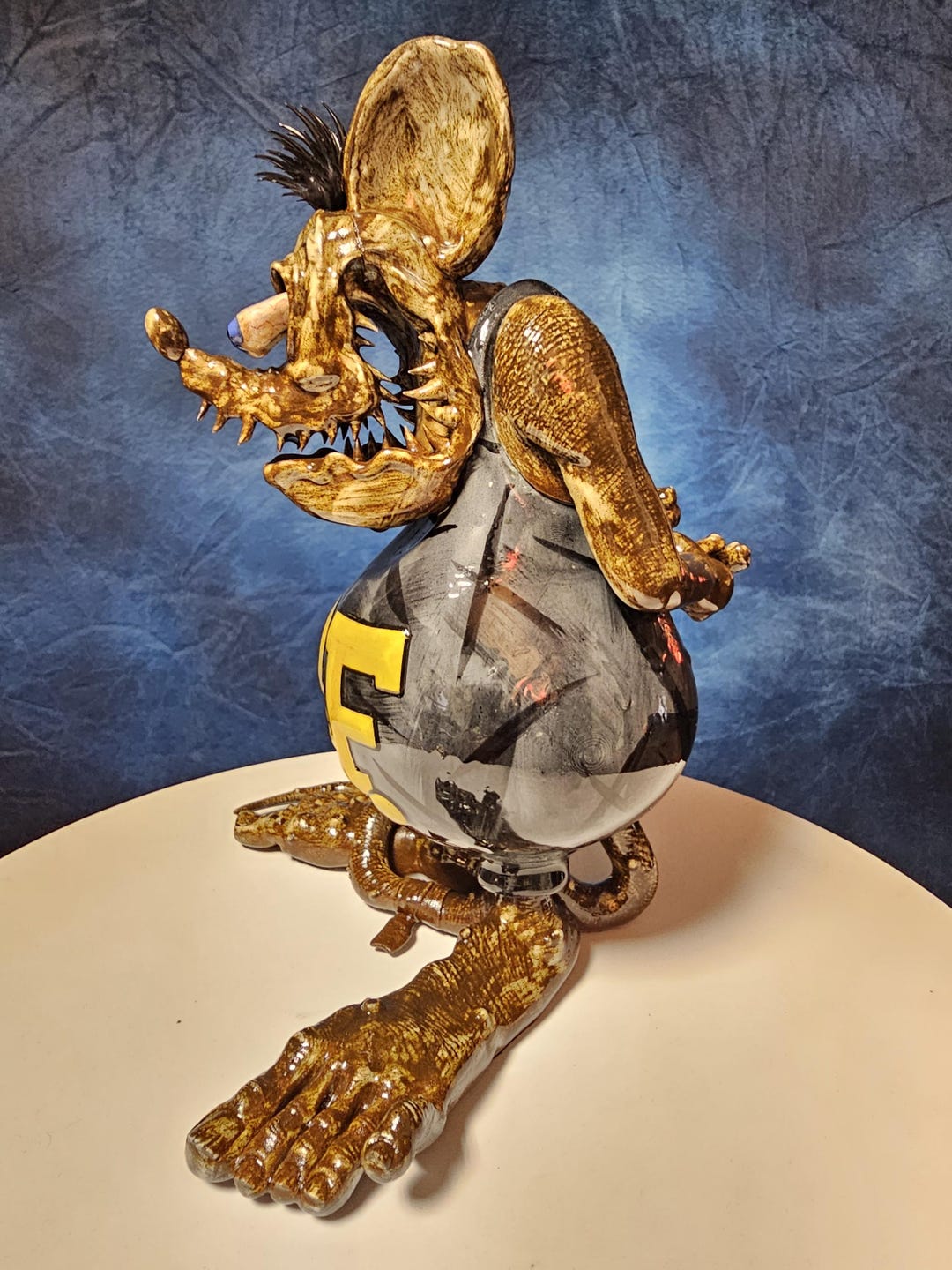 Grinning Rat Fink - Rusty Effect Style - Hand Painted Resin 8 1/2" OOAK ...