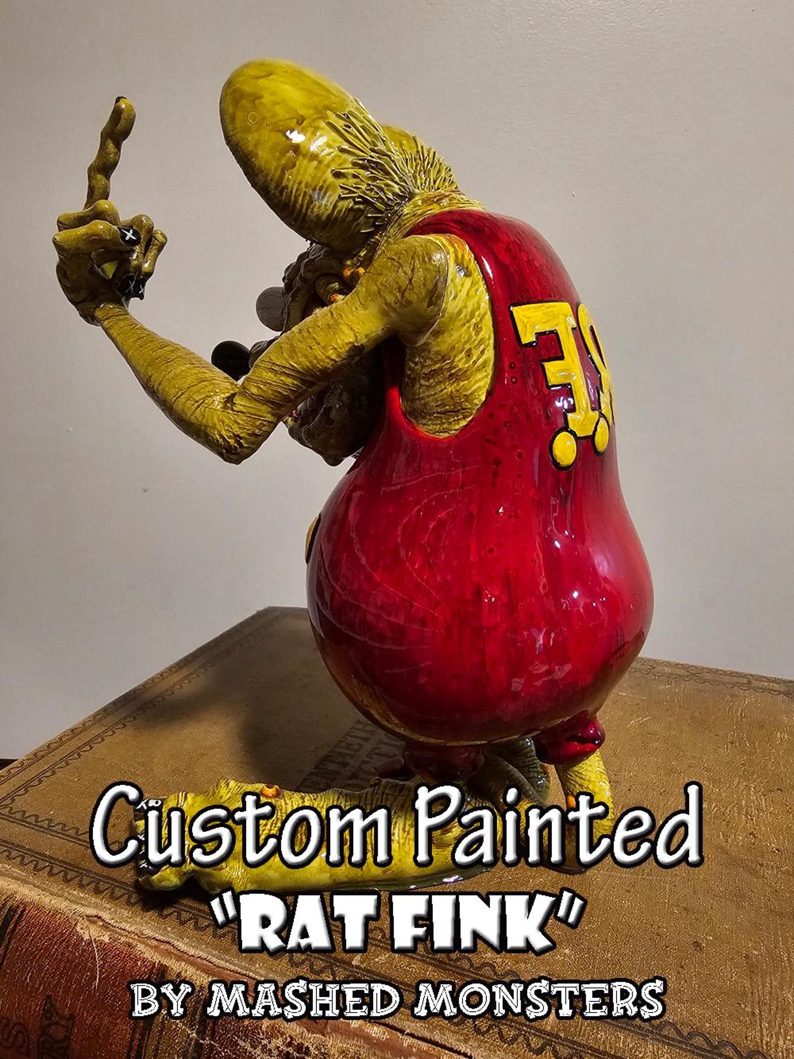 Rat Fink Double Bird Custom Hand Painted Resin OOAK 8 Tall - Etsy