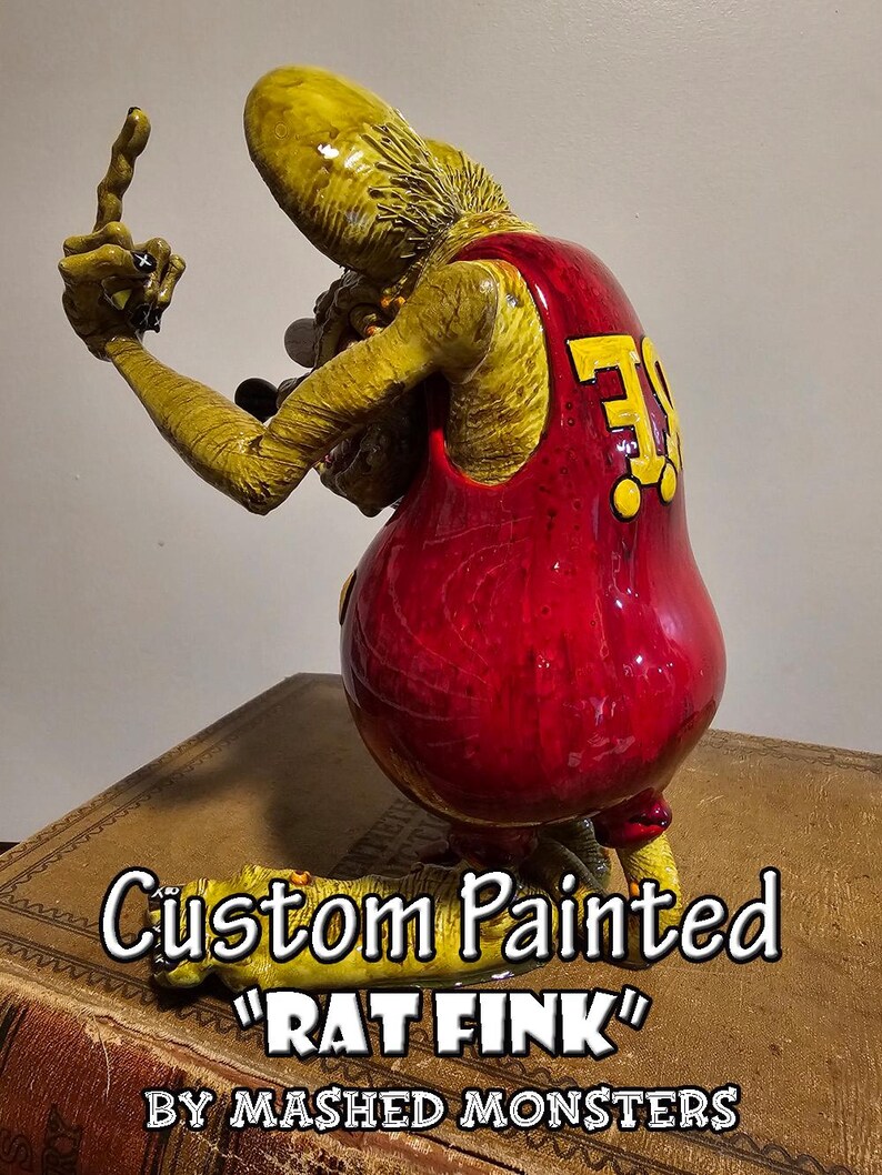 Rat Fink Double Bird Custom Hand Painted Resin OOAK 8 Tall - Etsy