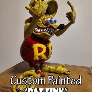 Rat Fink Double Bird Custom Hand Painted Resin OOAK 8 Tall - Etsy