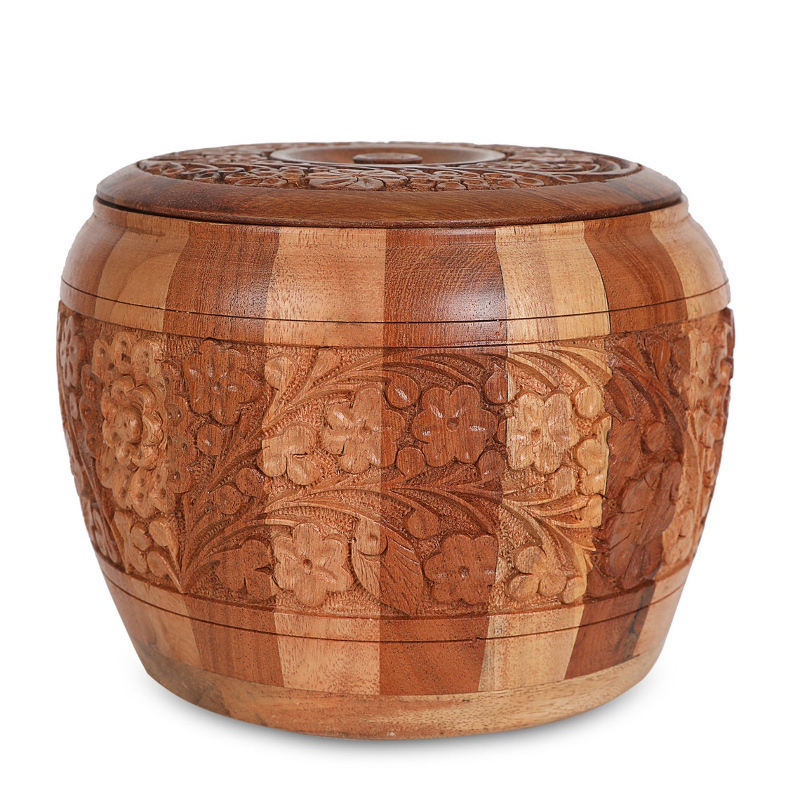 Handcrafted Wooden Cookie Jar Candy Jar Lidded Pot Utility Trinket ...