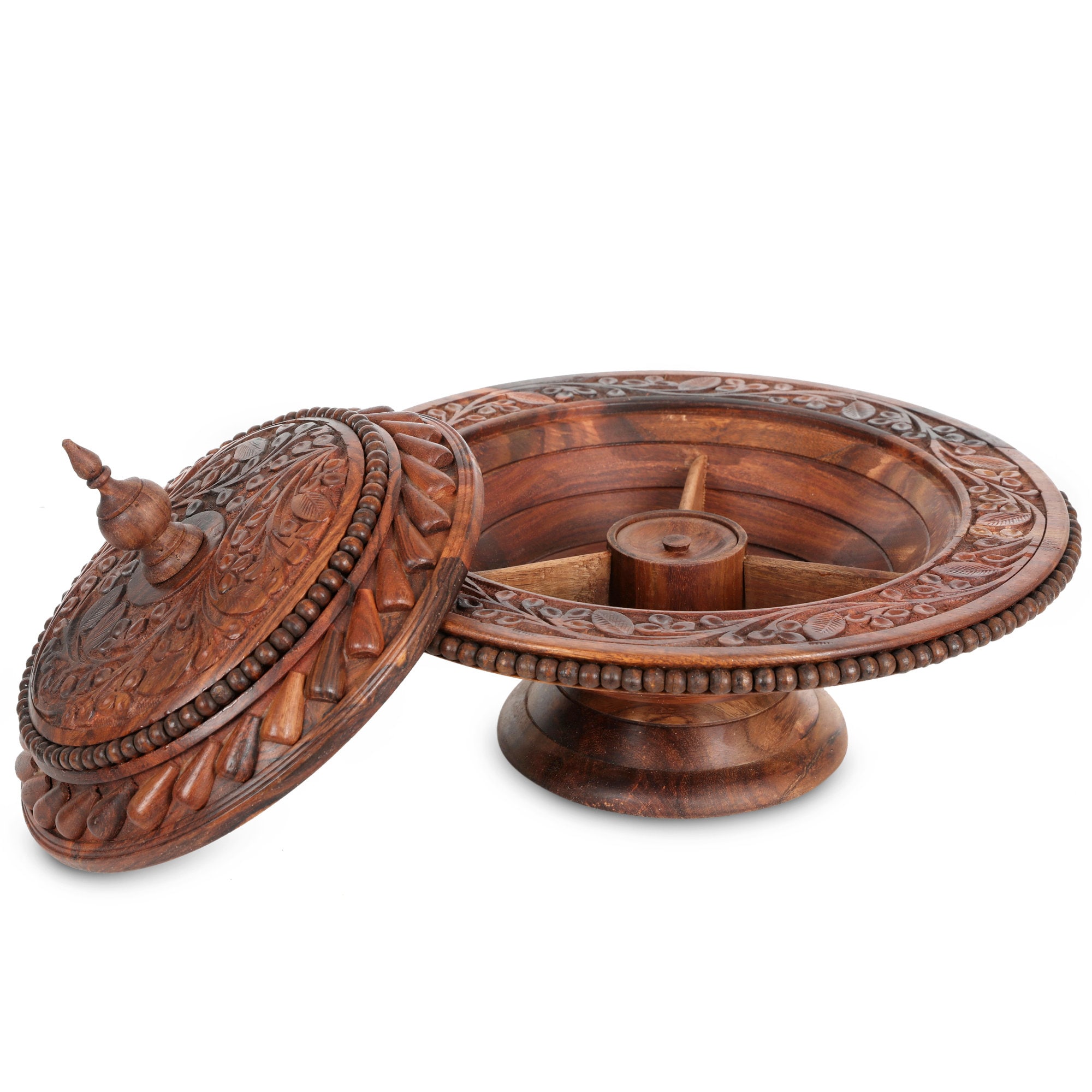 Wooden Handcrafted Dry Fruit Bowl With Lid Decorative Tray Ideal for ...