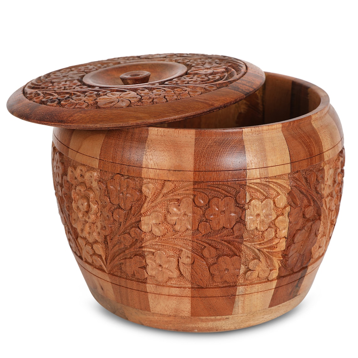 Handcrafted Wooden Cookie Jar Candy Jar Lidded Pot Utility Trinket ...