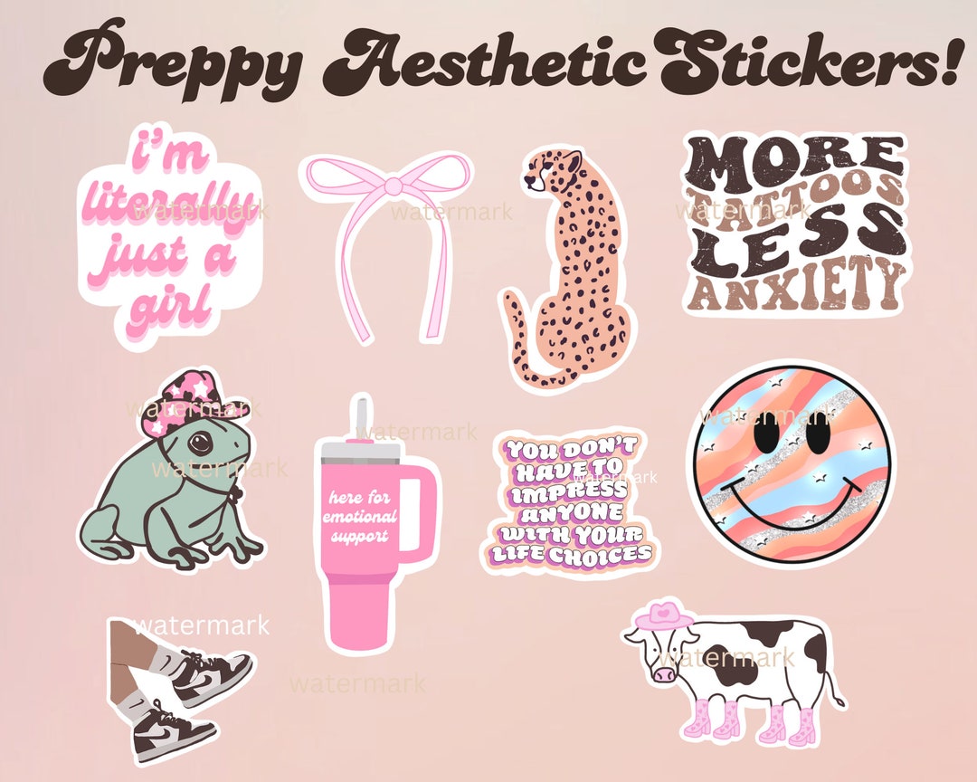 Preppy Aesthetic Printable Stickers | Cute Printable Stickers | Preppy ...