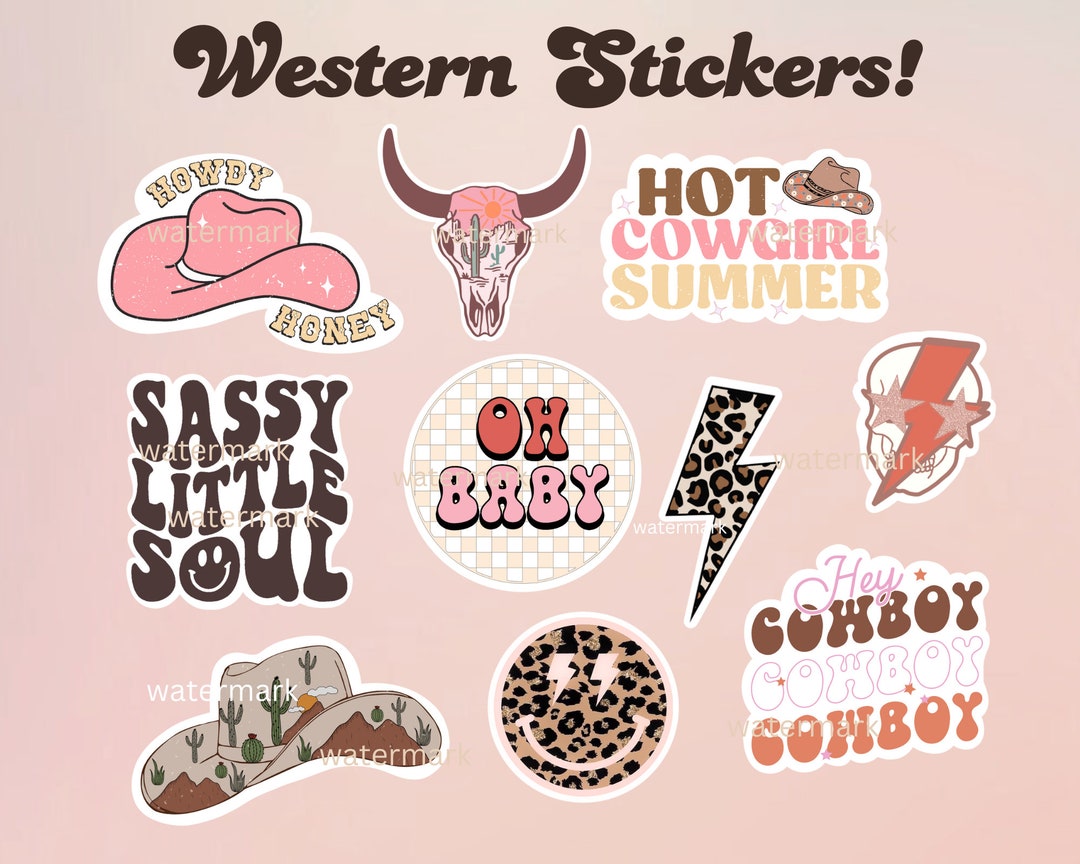 Western Printable Sticker Bundle | Printable Stickers | Western Cowgirl ...