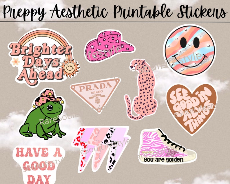 Preppy Aesthetic Printable Stickers Cute Printable Stickers - Etsy