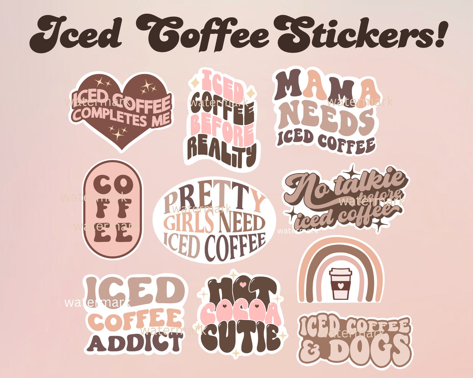 Iced Coffee Printable Stickers | Coffee Lover Stickers | Bobo Printable ...