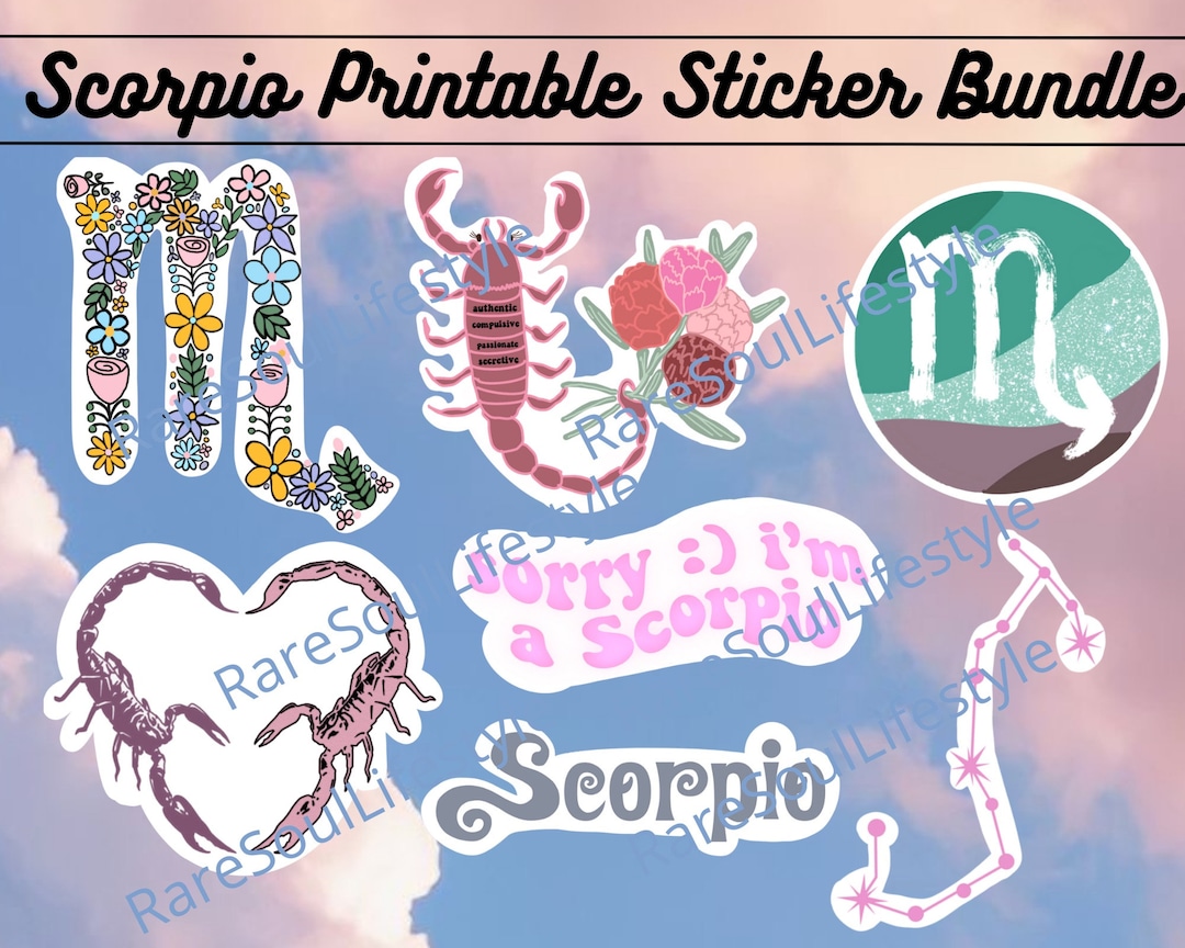 Scorpio Stickers SVG Scorpio Printable Stickers Aesthetic Zodiac ...