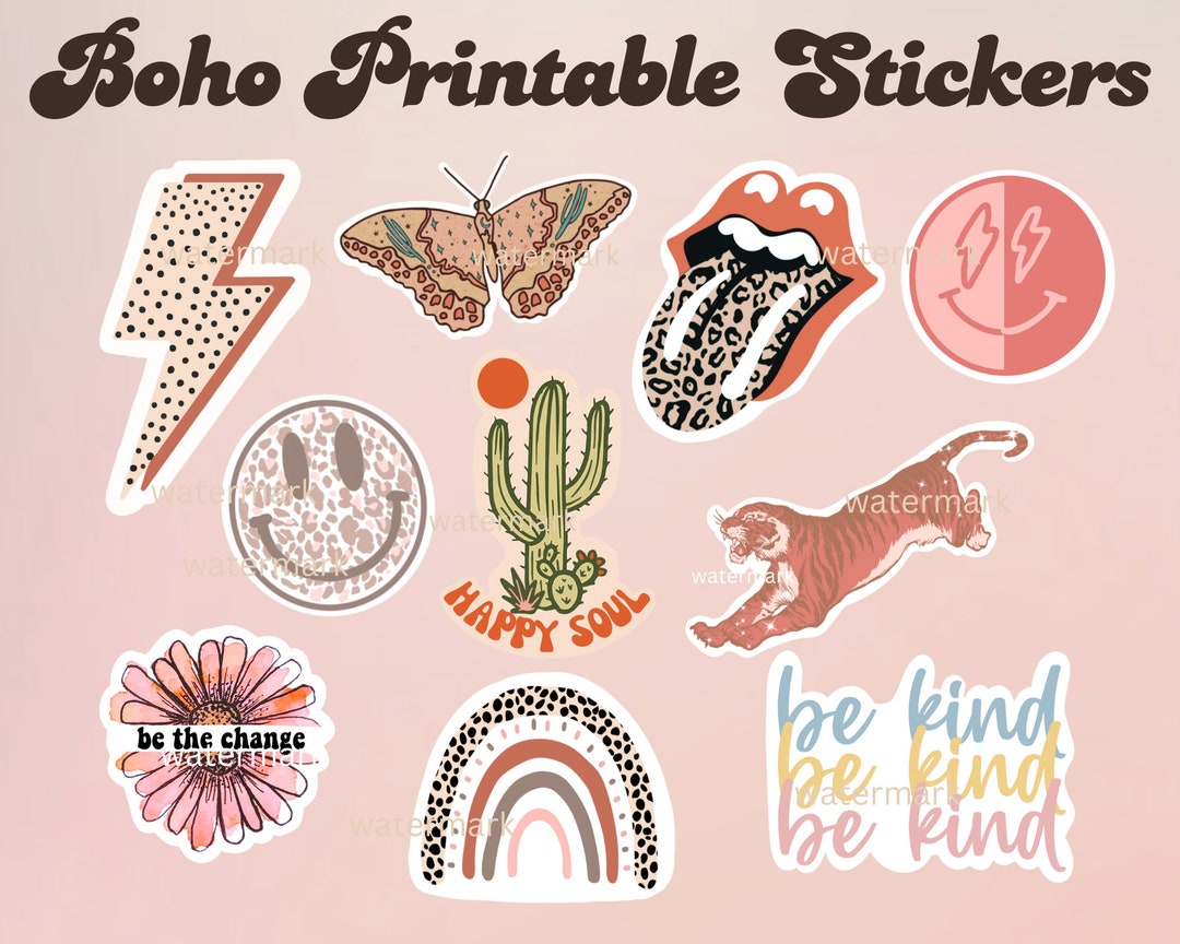 Boho Printable Stickers | Cute Boho Stickers | Boho Aesthetic Printable ...