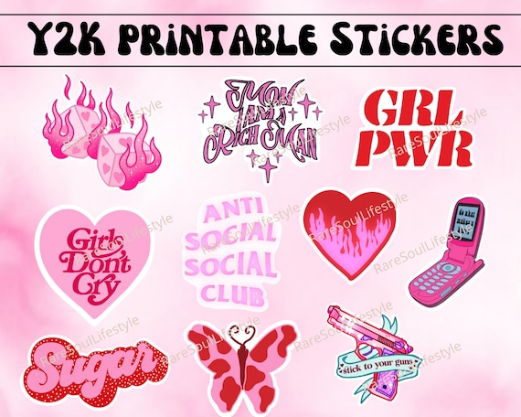 Y2K Aesthetic Printable Stickers Y2K Stickers Girly - Etsy Finland