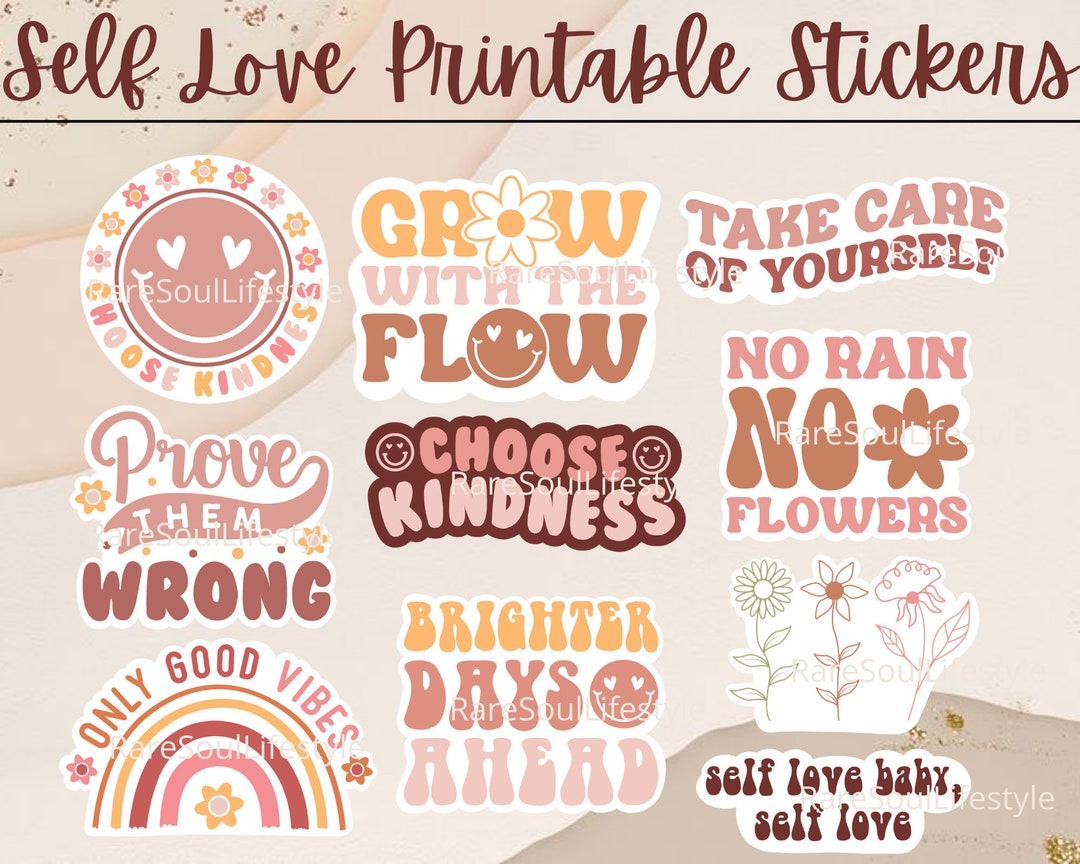 Self Love Stickers Aesthetic Printable Stickers Motivational Stickers ...