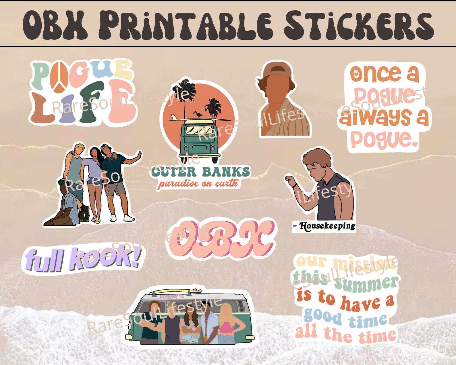 Outerbanks Printable Stickers Outer Banks Stickers OBX - Etsy