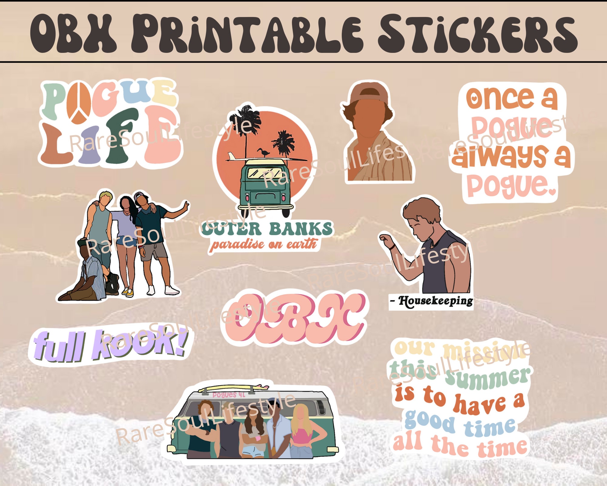 Outerbanks Printable Stickers Outer Banks Stickers OBX - Etsy