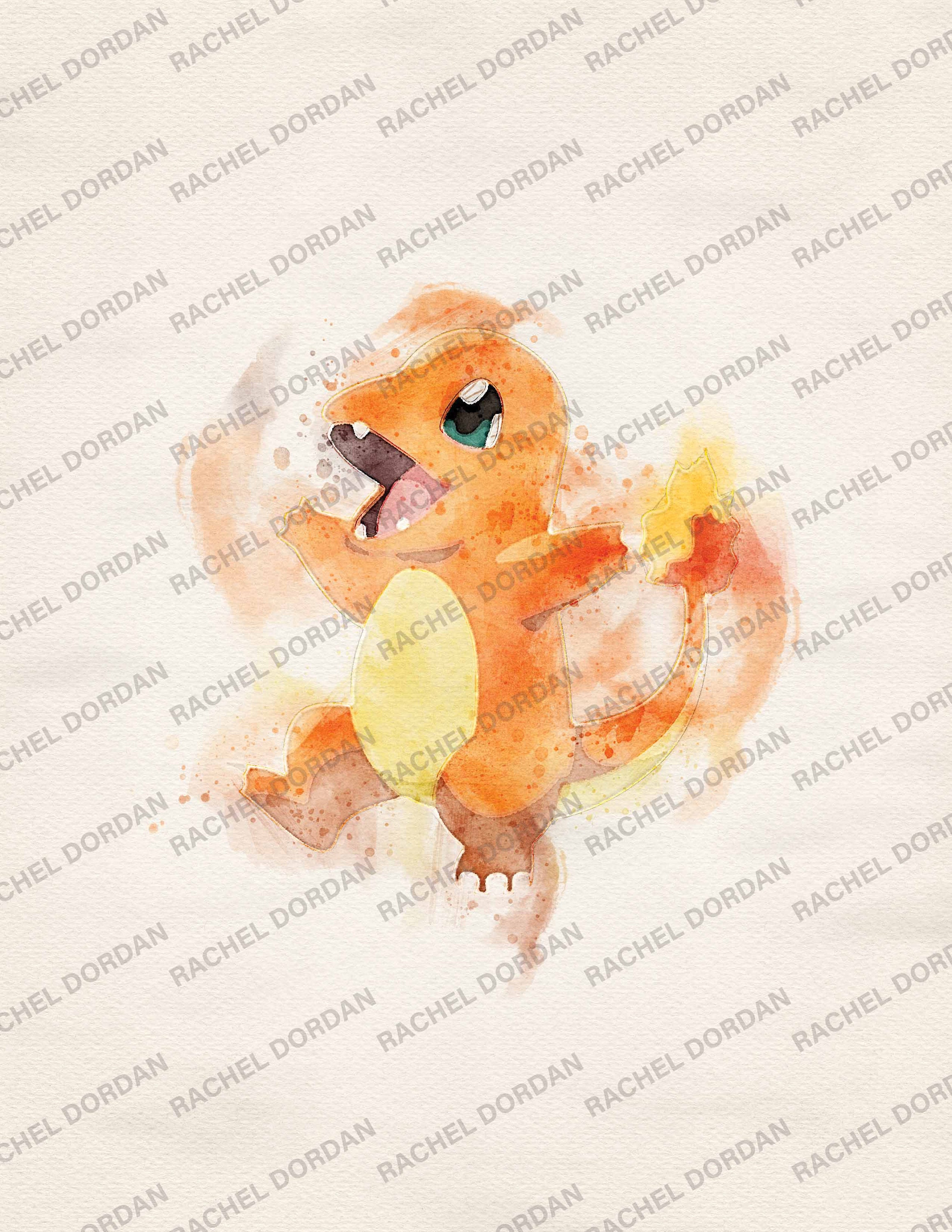 Set of 3 Pokemon Poster Evolution Watercolor Charmander Print - Etsy