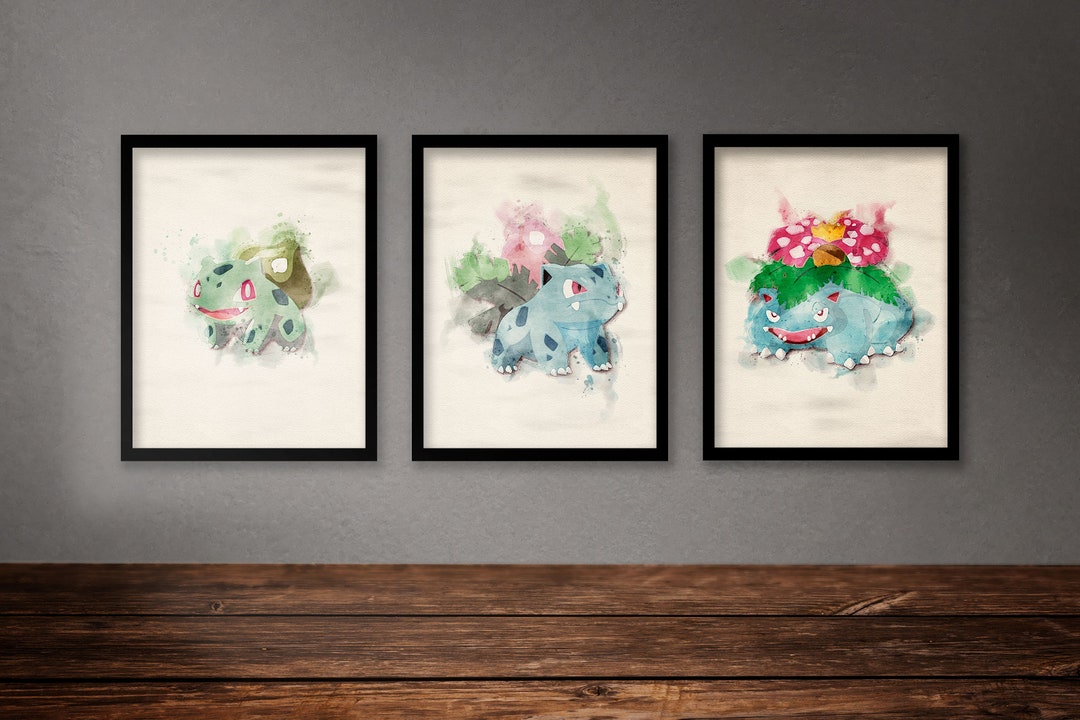 Set of 3 Pokemon Poster Evolution Watercolor Bulbasaur Print - Etsy