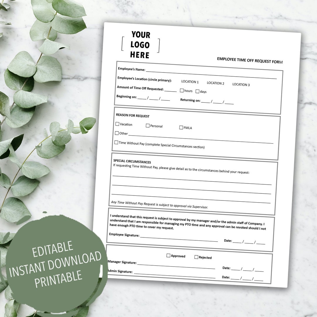 Employee Time off Request Form, Healthcare, Optometry, Ophthalmology ...