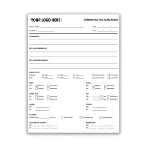 Ophthalmology/optometry Pre-examination Template/tracker, Healthcare ...