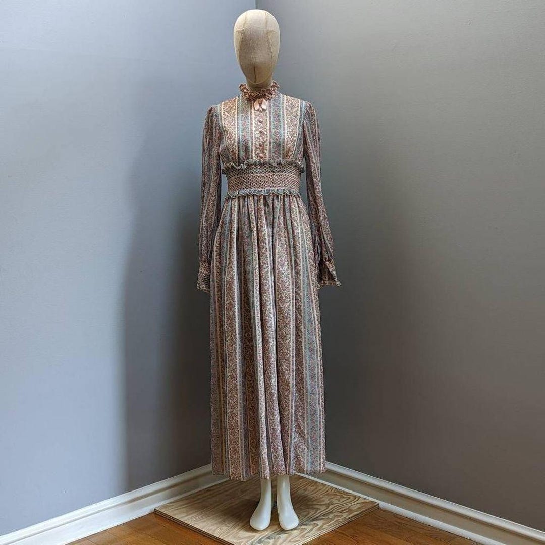 Vintage 1970s Prairie Peasant Pastel Prairie Dress - Etsy