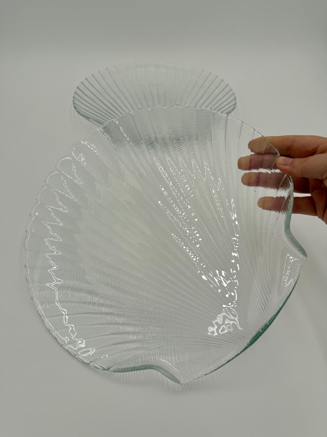 Vintage Large Art Deco Clear Glass Shell Plate Set - Etsy