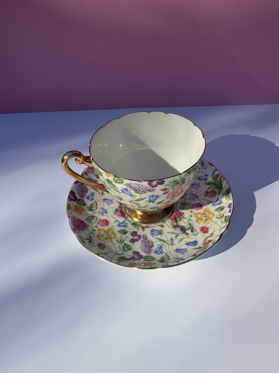 Vintage Rare Shelley Countryside England Fine Bone China Floral Chintz ...