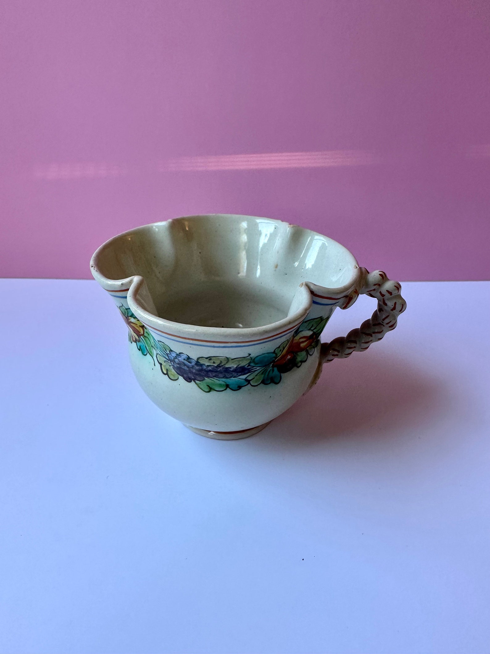 Vintage Italian Ceramic Espresso Mug: Floral Scalloped Art Pottery - Etsy